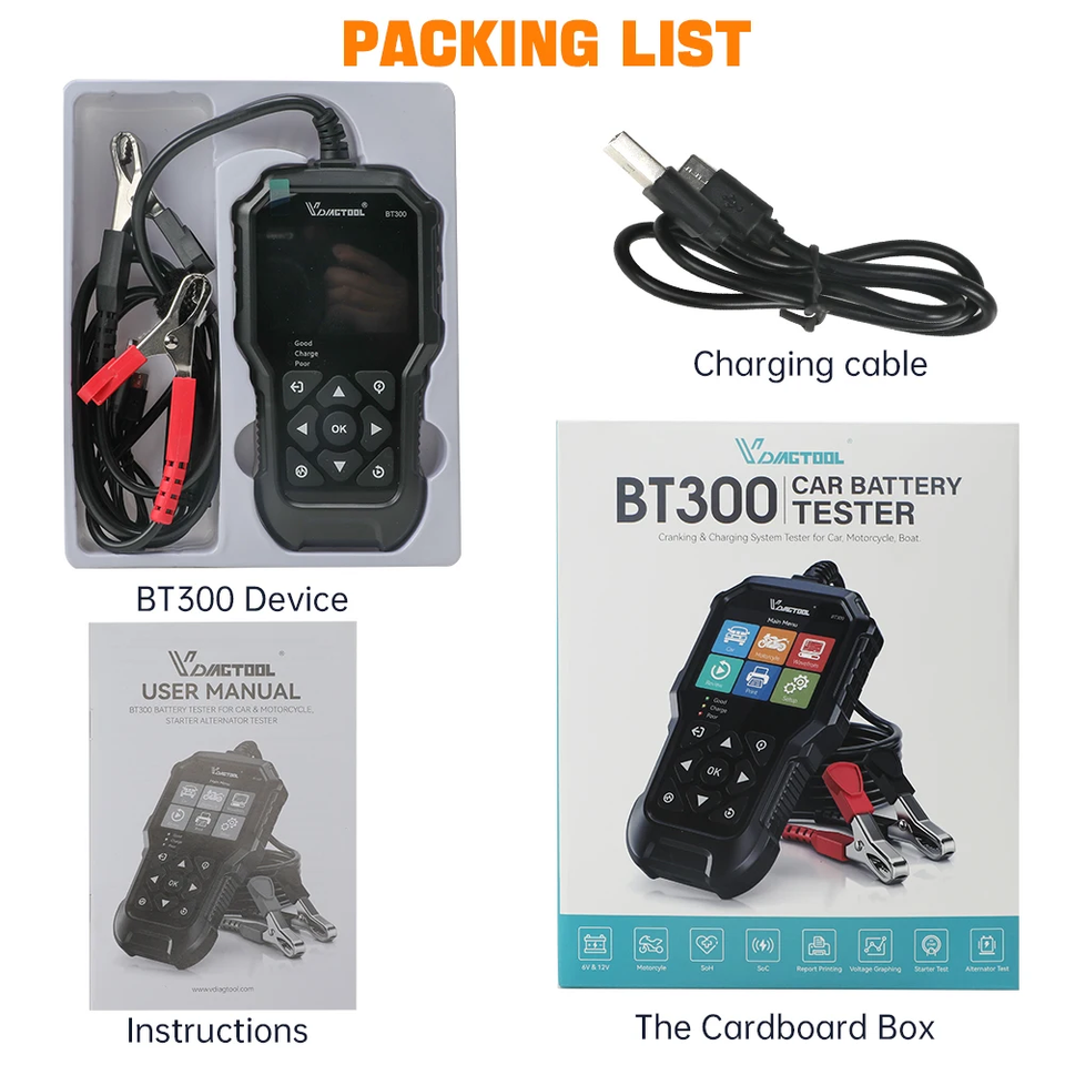 3000CCA BT300 12V 6V Car Load Battery Tester Digital Analyzer Tester ...