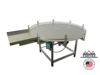 FORTEX STAINLESS STEEL 60" ACCUMULATING ROTARY TABLE WITH INFEED TABLE ...