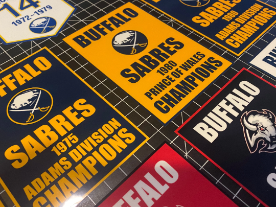 3 SIZES Buffalo Sabres Champion & Retired # Banners SET Decals 2026 ...
