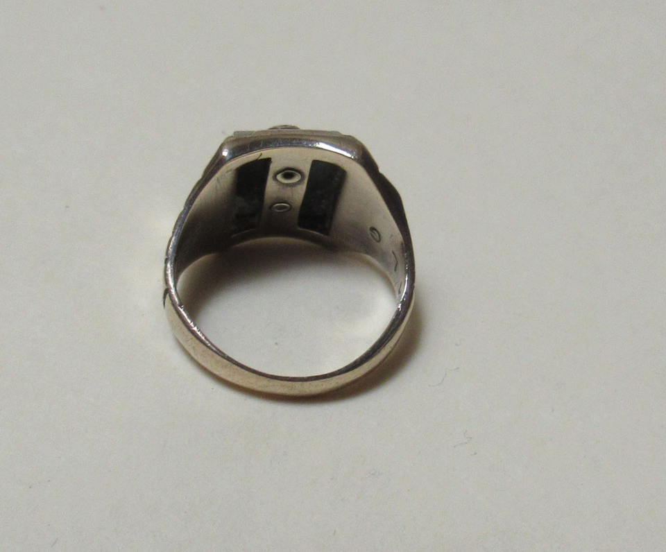 Jostens Vintage 1936 High School Class Ring Art Deco Onyx Gold Design ...