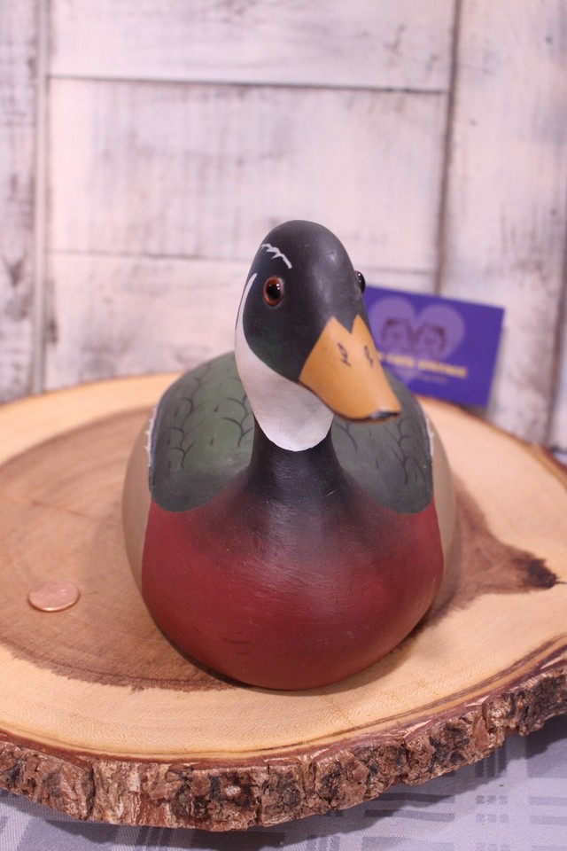 Beautiful VERY LARGE Hand Carved WOOD DUCK Solid Wood DECOY, signed. | eBay