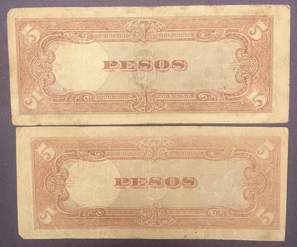 The Japanese Government 5 Five Pesos Paper Money WWII Era with AWESOME ...