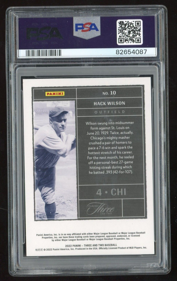 Hack Wilson 2022 Panini Three and Two Halo Platinum Blue #10 Serial #d ...