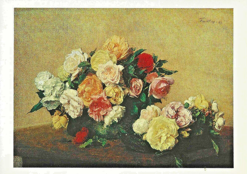 VTG Postcard Art Henri Fantin-Latour Roses Flowers | eBay