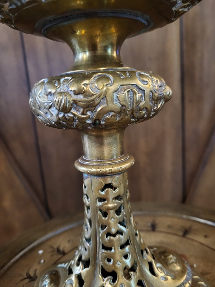 Rare Wright Butler Brass & Blue Glass Oil Lamp Early 1900 - Birmingham ...