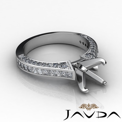 Round Semi Mount Side Stone Diamond Wedding Solitaire Ring 18k White ...