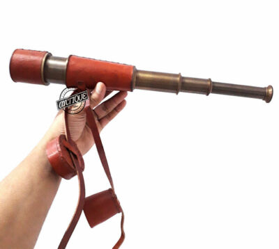 ANTIQUE BRASS TELESCOPE LEATHER PIRATE / SAILOR SPYGLASS VINTAGE SCOPE ...