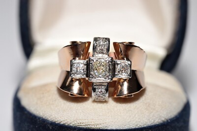 Antique Handcrafted Circa 1900s 18k Gold Natural Old Cut Diamond Tank ...