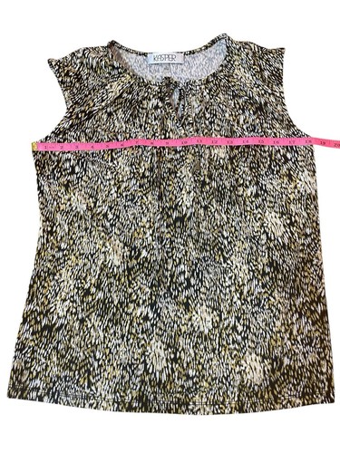 Kasper Top Yellow Black White Metallic Gold Highlight Sleeveless Tie ...