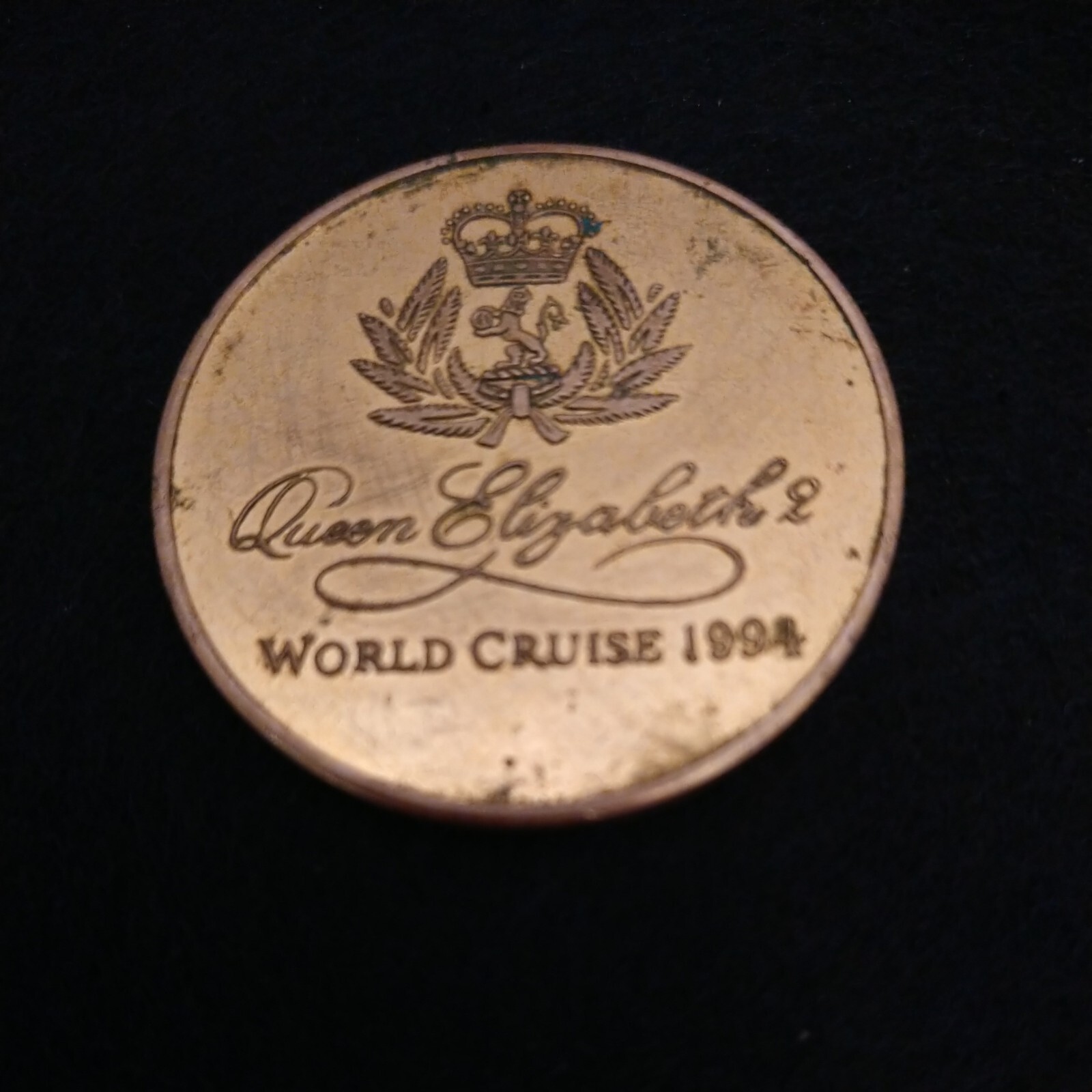 Queen Elizabeth 2 World Cruise Souvenir Coin Gold Tone | eBay