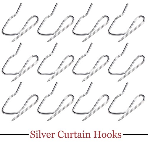 Silver Metal Curtain Pin Hooks Pinch Pleat 50/100pcs for Heading Tape ...