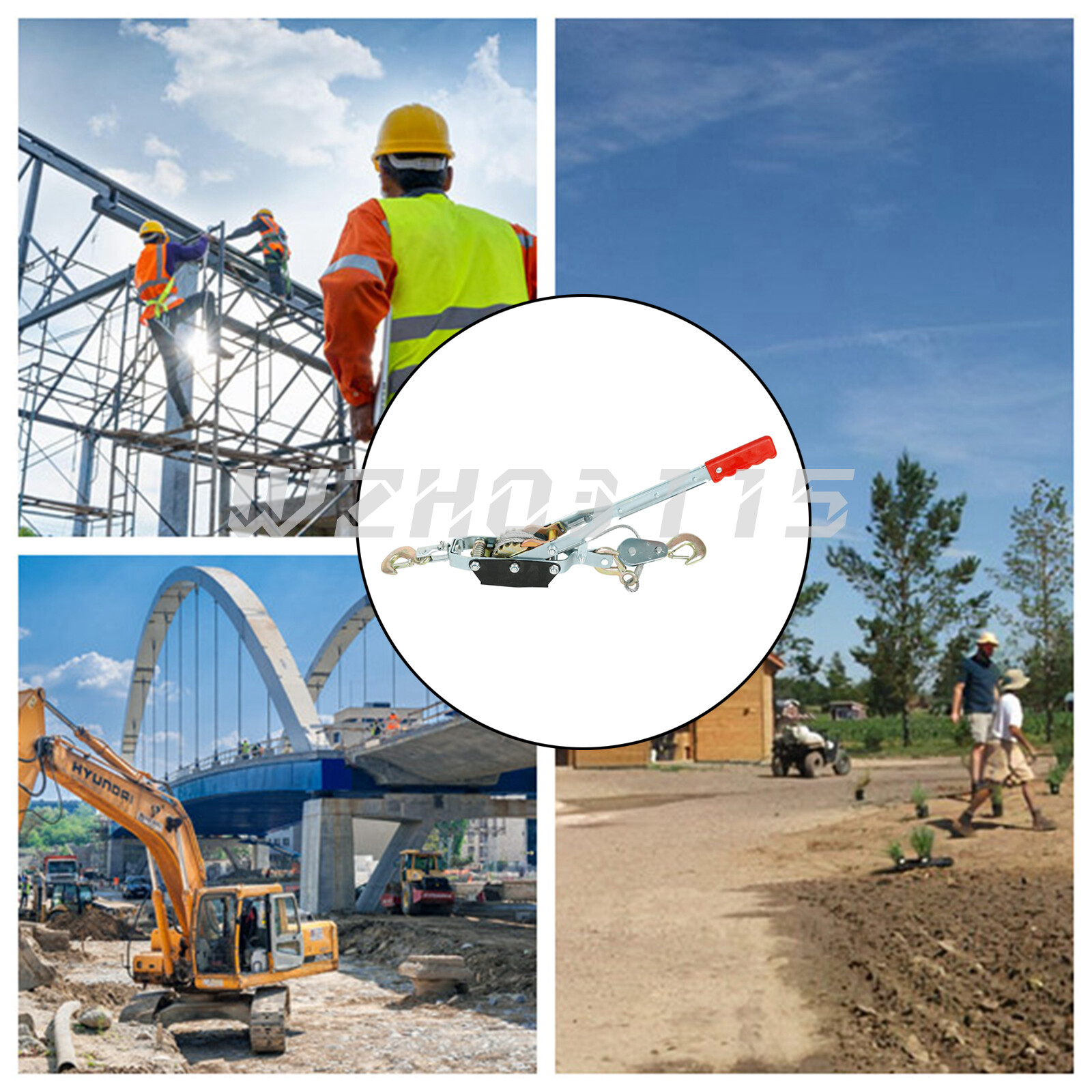 5 Ton Hand Puller Heavy Duty Winch Pull Hoist Come Along Cable 3 Hooks ...