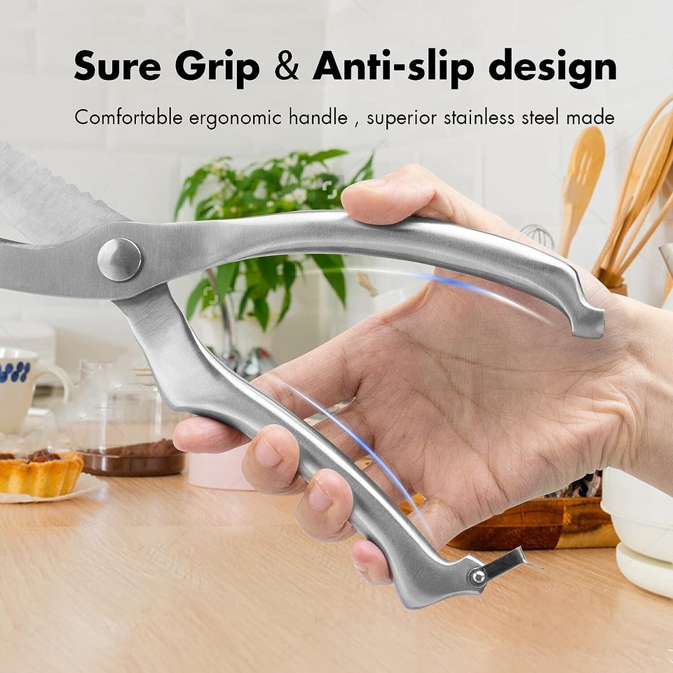 🔥 Poultry Shears Heavy Duty Kitchen Anti-Slip Handle & Safety Lock ...