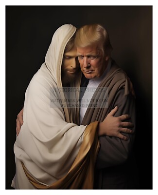 PRESIDENT DONALD TRUMP EMBRACING JESUS HUGGING MAGA 8X10 AI PHOTO | eBay