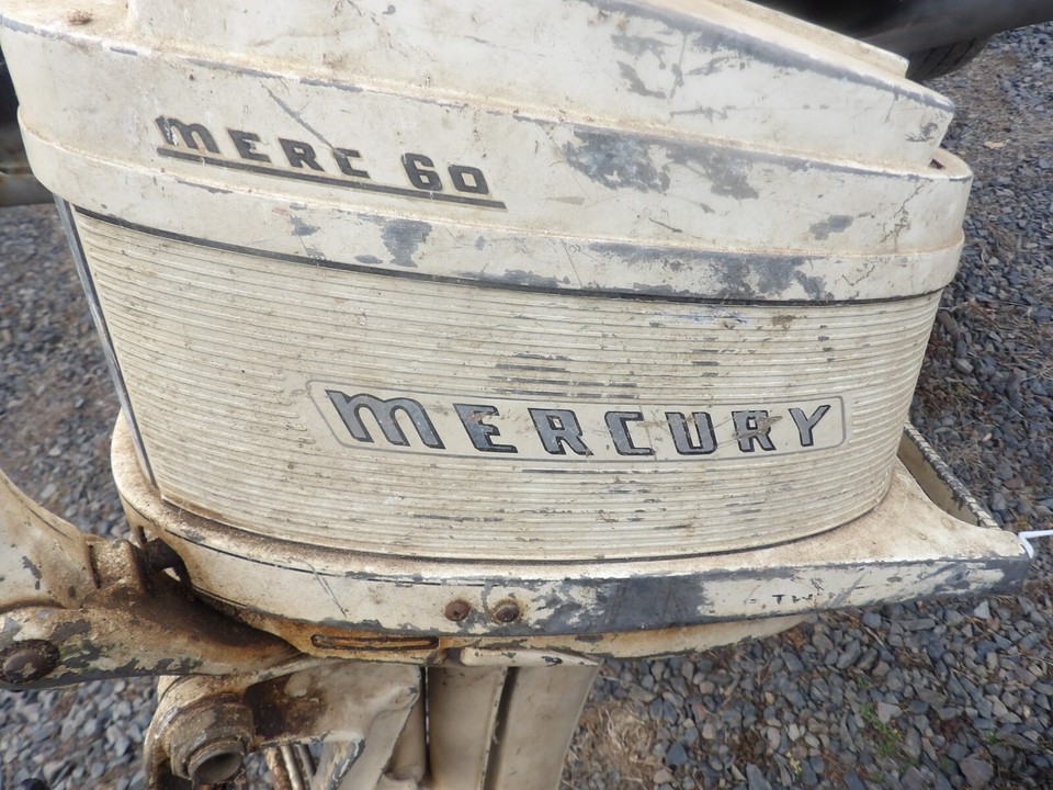 2 vintage Kiekhaefer Mercury merc 60 outboard motor plus 3 gas cans ...