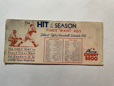 1935 Detroit Tigers Baseball Schedule (World Series Champions) | eBay