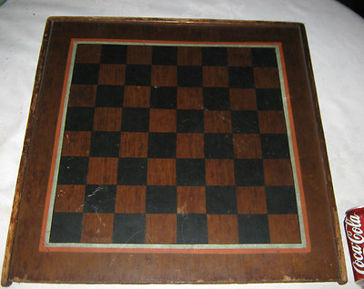 ANTIQUE PRIMITIVE FOLK ART COUNTRY HOME WOOD CHESS CHECKER GAME BOARD ...