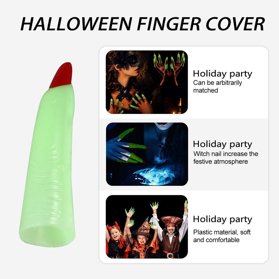 20PCS Witch Finger Covers Glowing Fake Fingers Glow in The Dark Witch ...