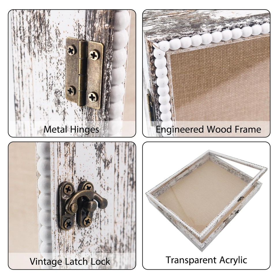 Shadow Box 13x16 Front Open with Hinge Beaded Designed Display Case ...
