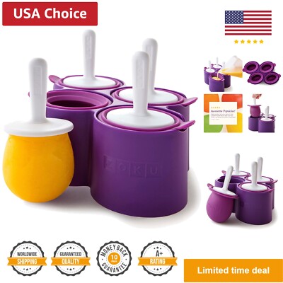 Round Pop Mold, 4 Easy-release Silicone Popsicle Mold With Sticks and ...