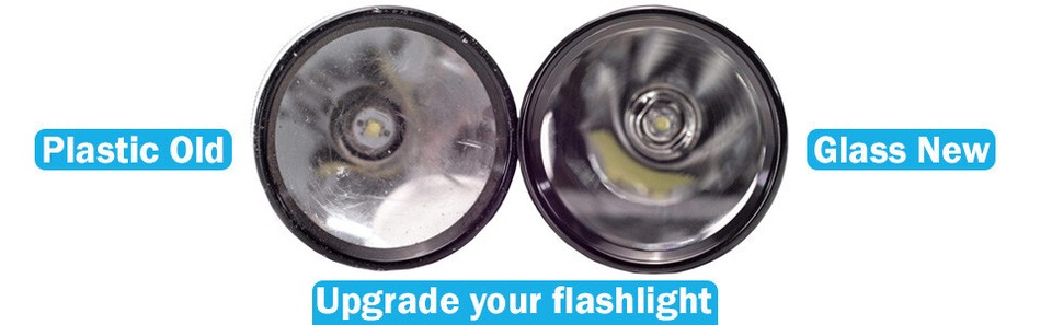 HQRP Kit: Glass Lens + 3W LED Bulb for Maglite 3 4 5 6-C Cell/D-Cell ...