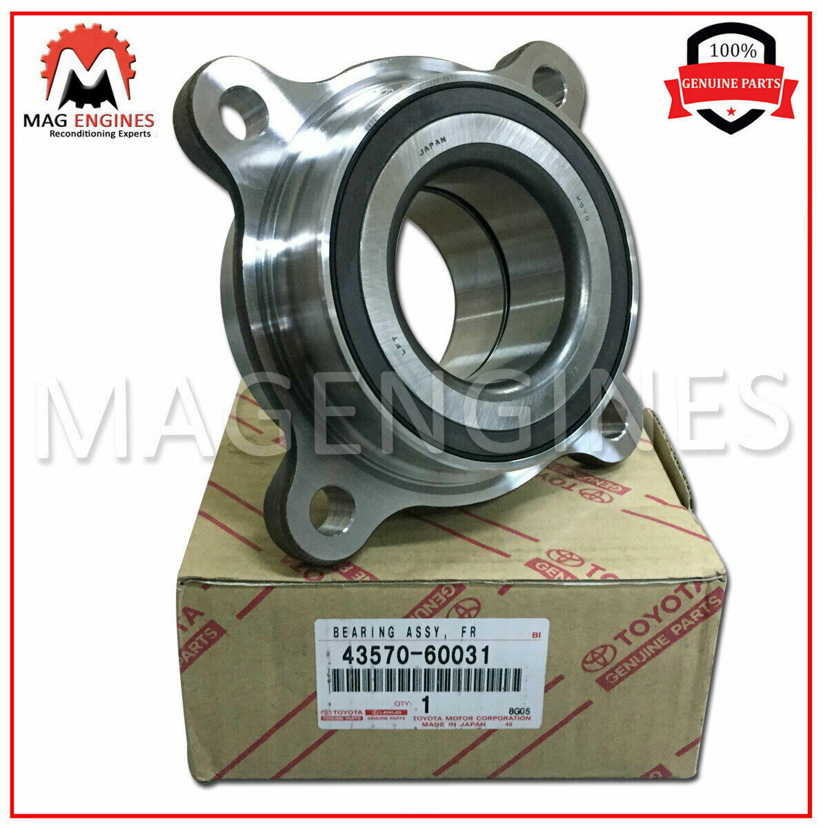 43570-60031 GENUINE OEM BEARING ASSY, FRONT AXLE W/ABS ROTOR, RH/LH ...