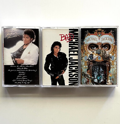3 TAPES! Vtg MICHAEL JACKSON Tapes THRILLER + BAD + DANGEROUS Cassette ...