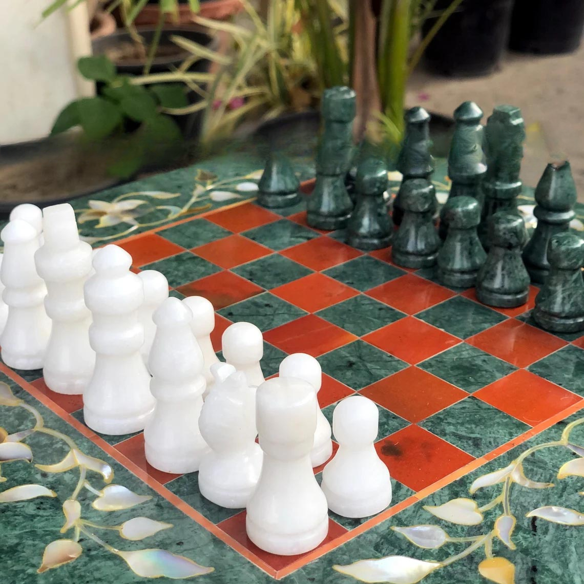 Collectible Green Marble Chess Game Board Set Best Christmas Gifts For ...