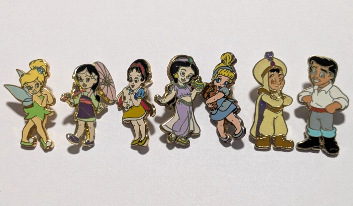 Disney Mini Pin Toddler Princess Aladdin Jasmine Tinkerbell snowwhit ...