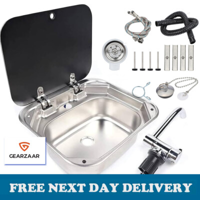 RV Caravan Kitchen Sink Camper Hand Wash Basin Stainless Steel with ...