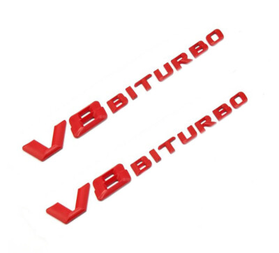 2pcs New V8 BITURBO Logo Emblem Side Fender Adhesive Nameplate (red) | eBay