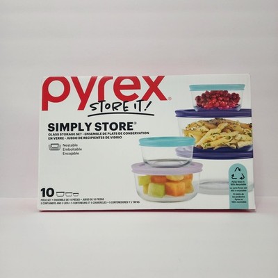 NIB Pyrex Simply Store 10-piece Glass Storage Set with Lids | eBay
