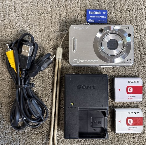 Sony Cybershot DSC-W55 7.2MP Dig Camera w 2 Batteries, Charger & SD ...
