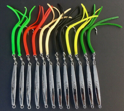 12 - A-47 Ava Diamond Jigs 4 oz. W/Split Tube Tails- Bluefish ...