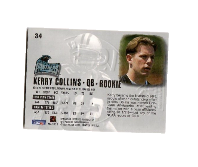 Kerry Collins 1995 Ultra Carolina Panthers Gold Medalion RC ROOKIE Card ...
