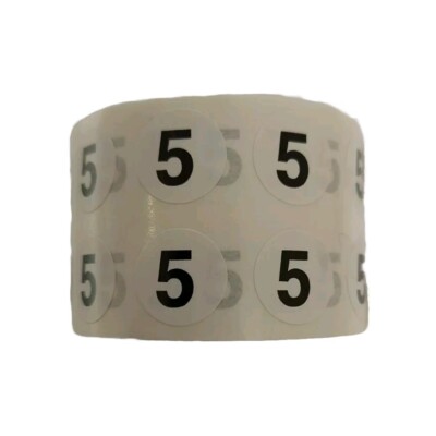 Number 5 Round Stickers 12.7 mm 0.5 Inch Round 1000 Stickers Count ...