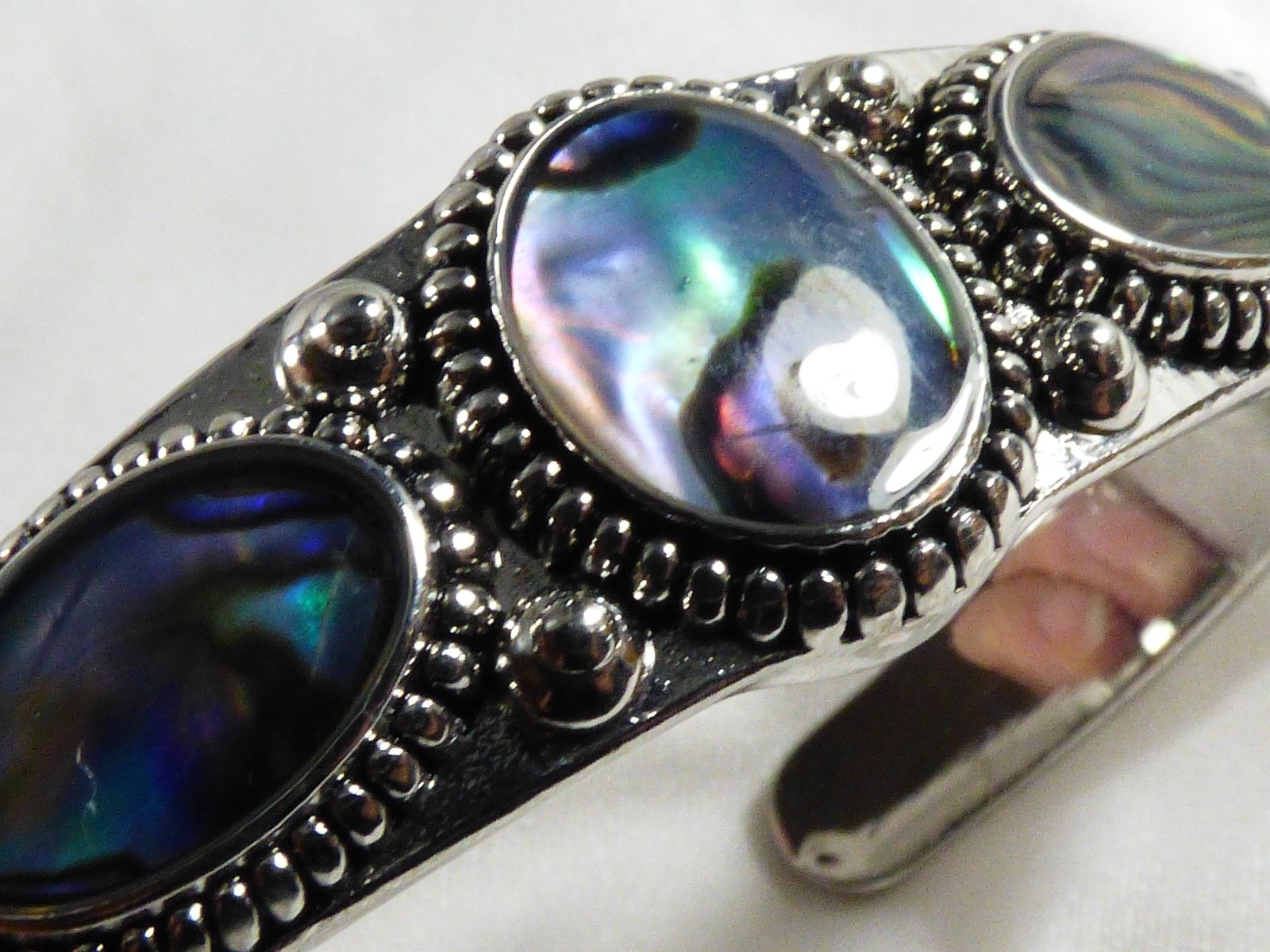 Fashion silver tone metal ABALONE shell cuff bracelet 7" | eBay