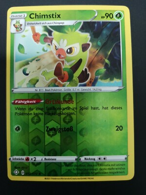 Pokemon Karte Chimstix SHF 012 / 072 Reverse Holo Glänzendes Schicksal ...