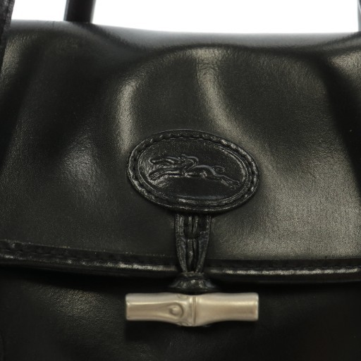 Longchamp LONGCHAMP Roseau Handbag Tote Leather Flap Toggle Black XZ ...
