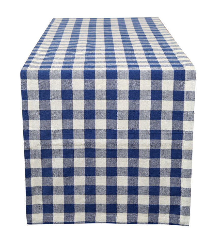 Cotton Table Runner Checkered Blue & White | eBay