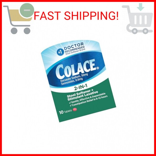 Colace 2-IN-1 Stool Softener & Stimulant Laxative Tablets, 10 Count ...