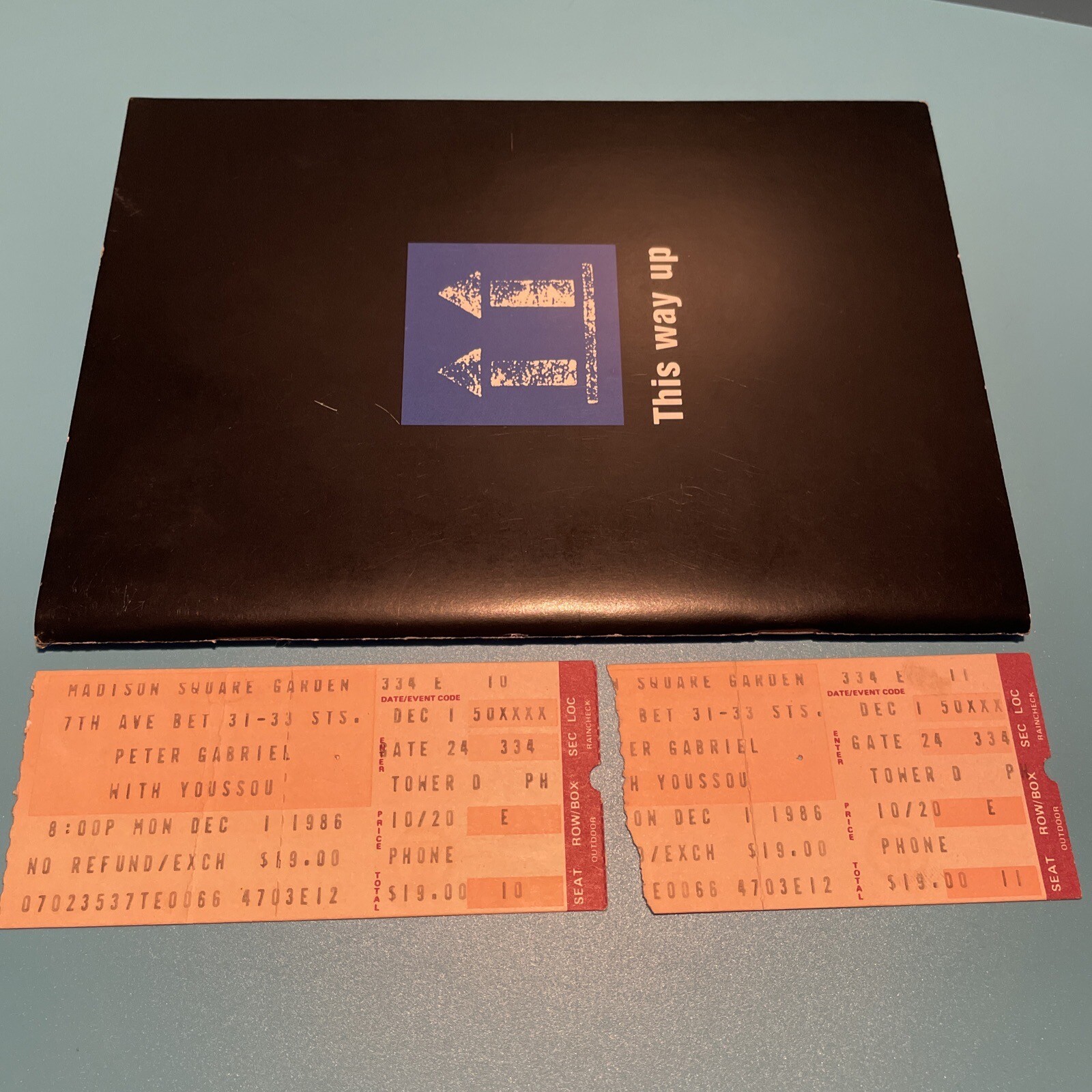 PETER GABRIEL: SO TOUR PROGRAM & 2 CONCERT TICKET STUBS 12-1-1986 MSG, NYC | eBay