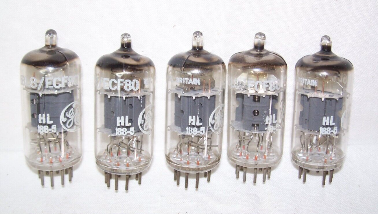 (5) NOS GE 6BL8 ECF80 tubes in original boxes,radio,amplifier,Matching ...