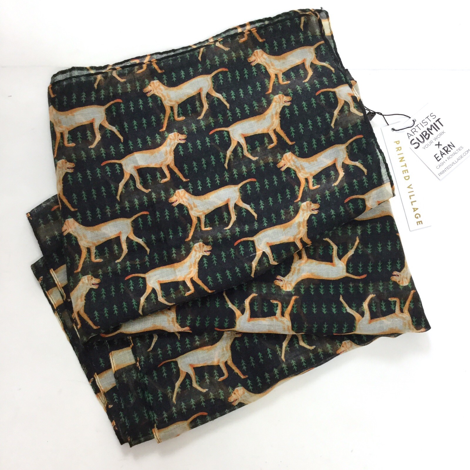 New Printed Village Labrador Dog Print Semi-Sheer Scarf Shawl Wrap 72 ...