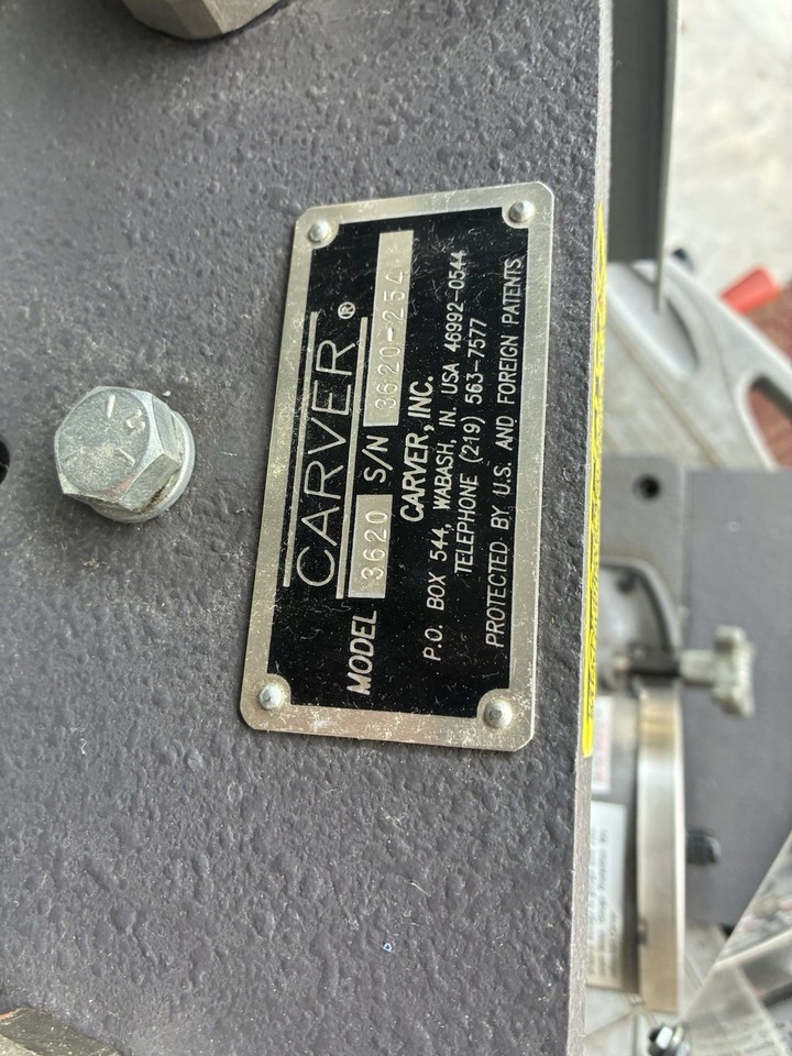 Carver Model 3620 Bench Top Manual Unheated Press 12 Ton TOP DIE ...