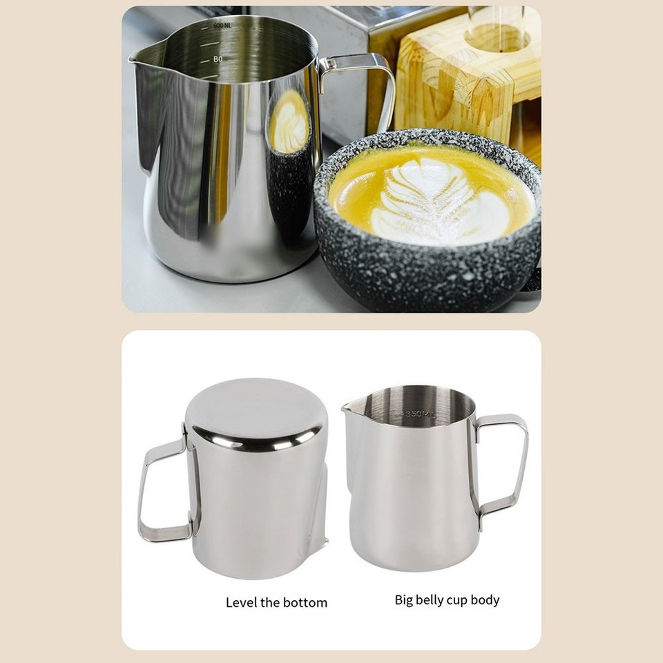 Stainless Steel Milk Foam Cup for Latte Art with Double V Spout and ...