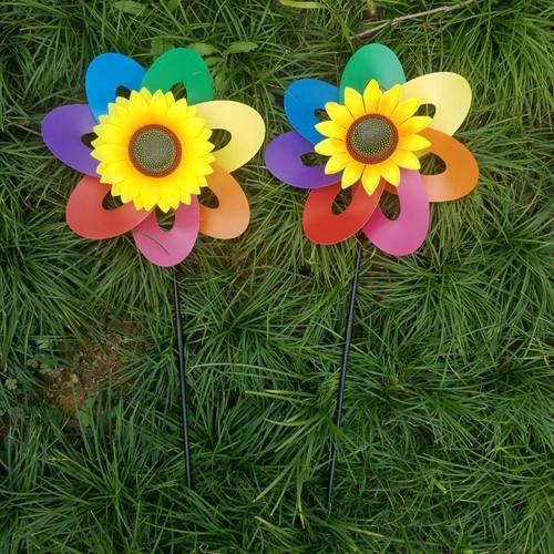 1 Set Windmill Toy Hollow Out Design Beautiful Rainbow Flower String ...
