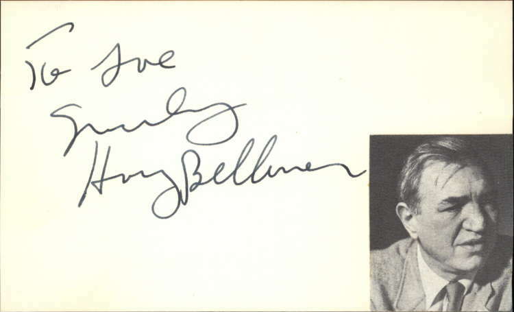 Harry Bellaver D.1993 Actor From Here to Eternity Signed 3x5 Index Card ...