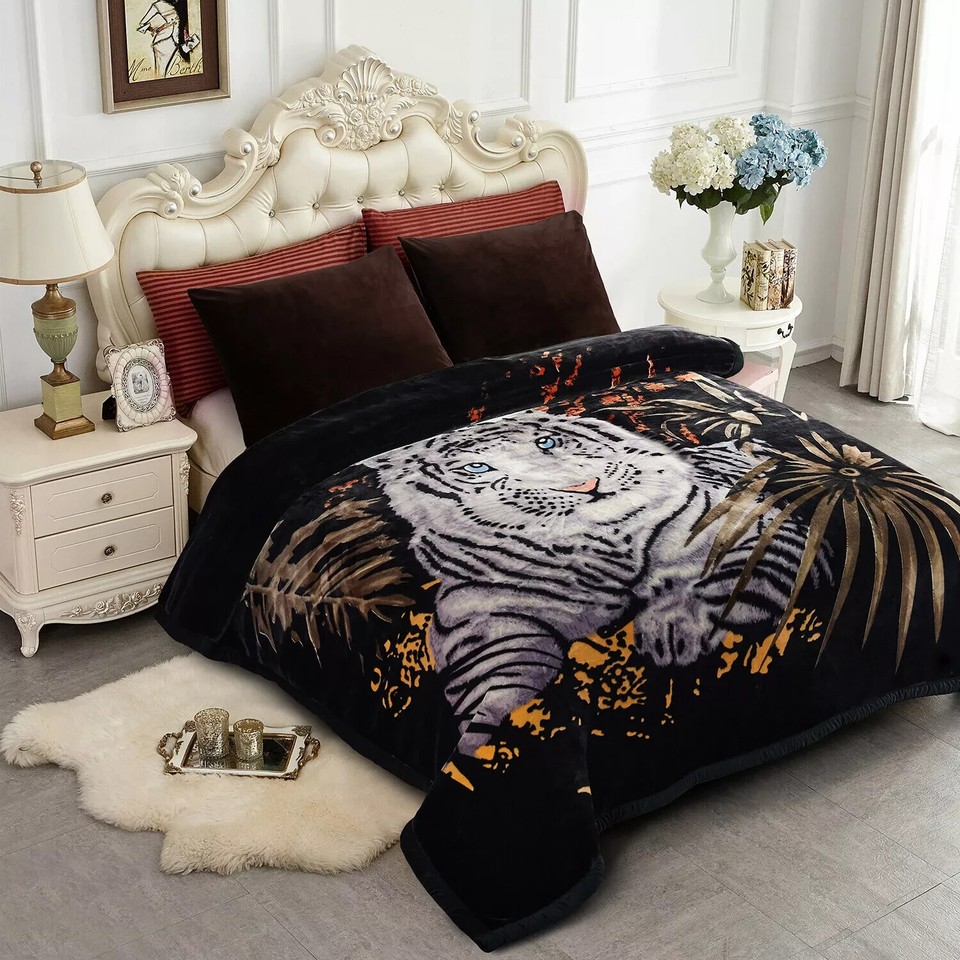 2Ply Reversible Korean Mink Fleece Blanket Thick Heavy Tiger Blankets ...