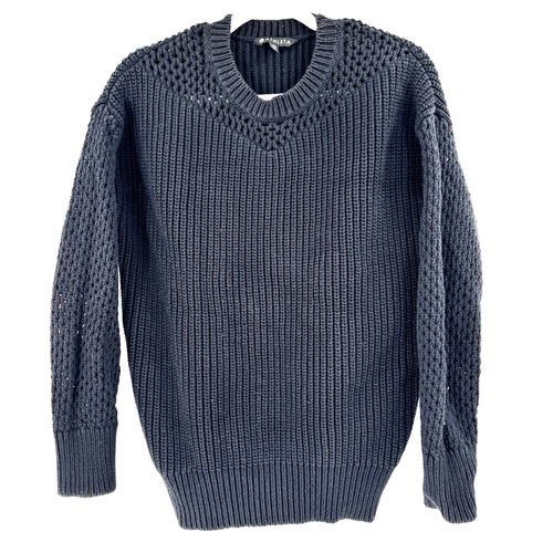 Athleta Mesh Volume Sleeve Sweater Women XS Black Oversized Relaxed ...